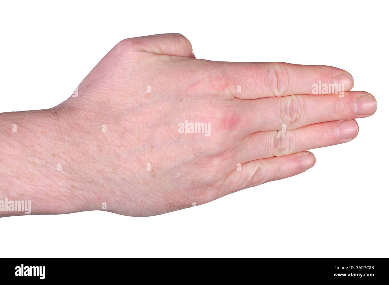 Male hand showing karate chop gesture isolated Stock Photo - Alamy