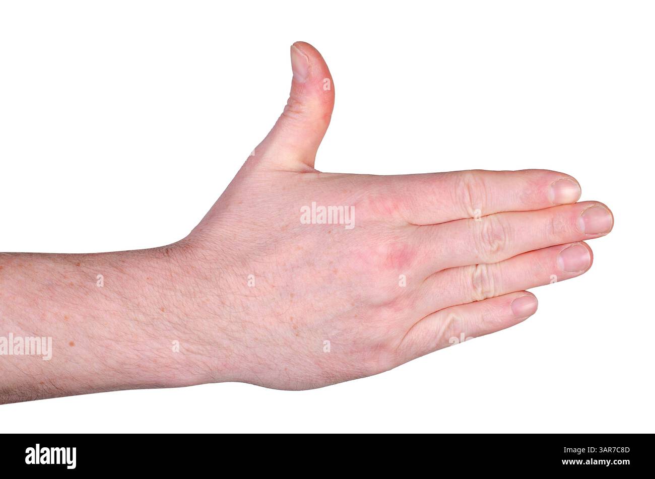 Open human hand with five fingers extended, isolated on white ...