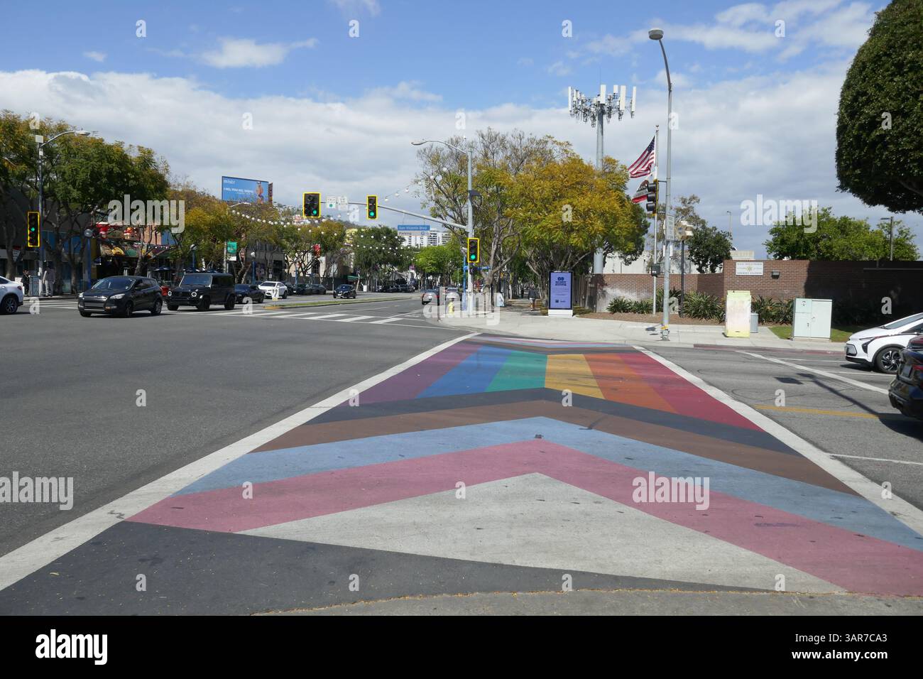West Hollywood, California, USA 16th April 2025 LGBTQ Flag Crosswalk on ...