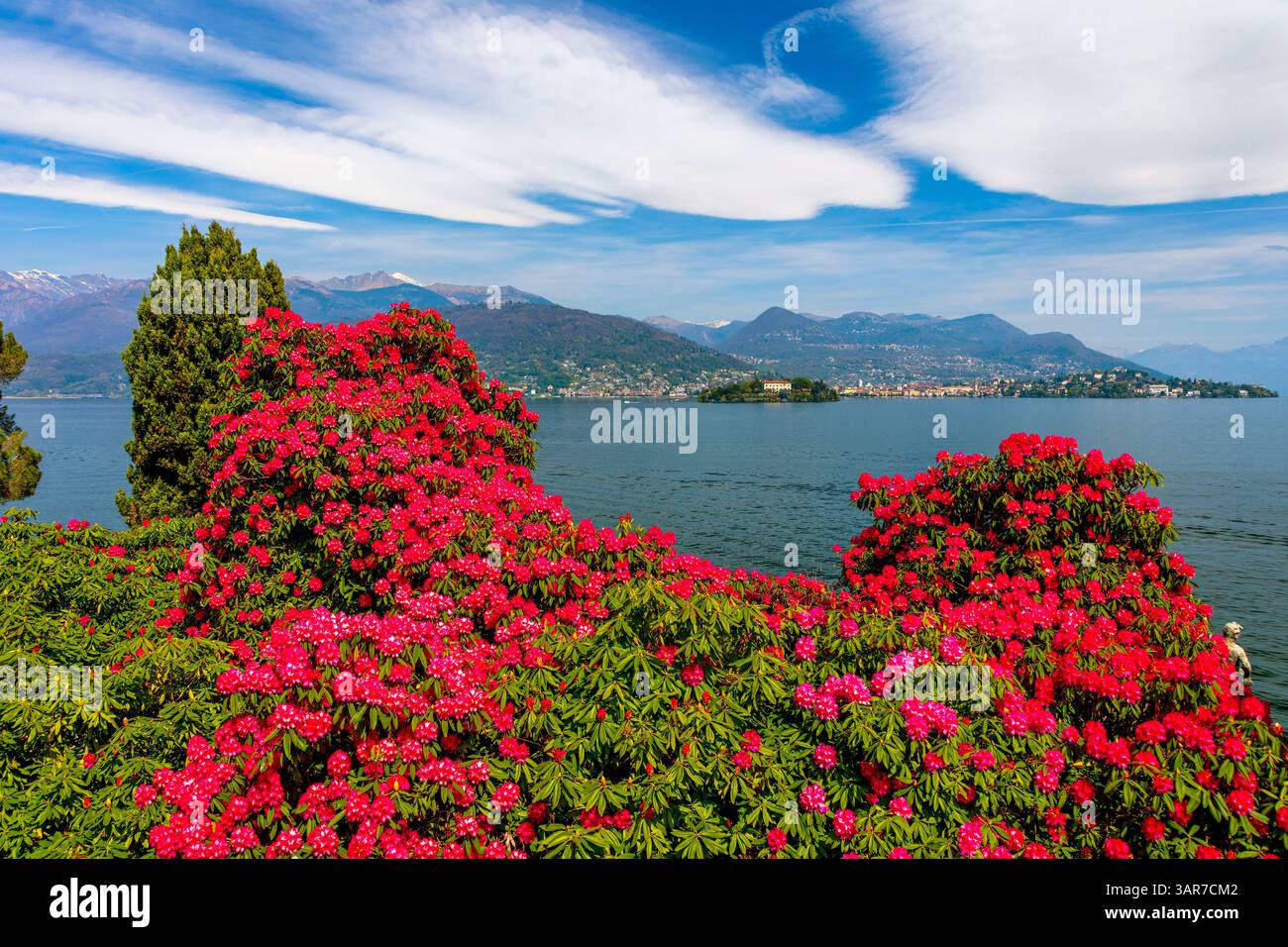 Blick auf die Borromäische Insel Isola Madre und Verbania am Lago ...