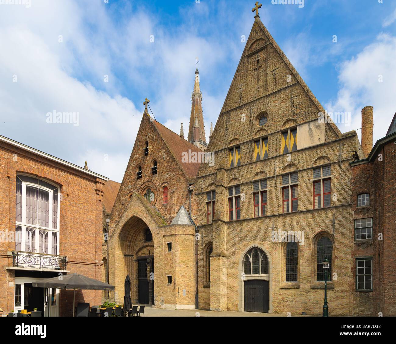 Medieval brick facade of Sint-Janshospitaal (Old St. John's Hospital ...