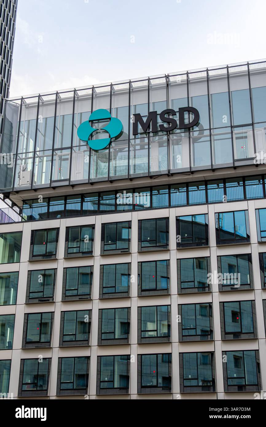 Exterior view of the building housing the headquarters of Merck Sharp ...