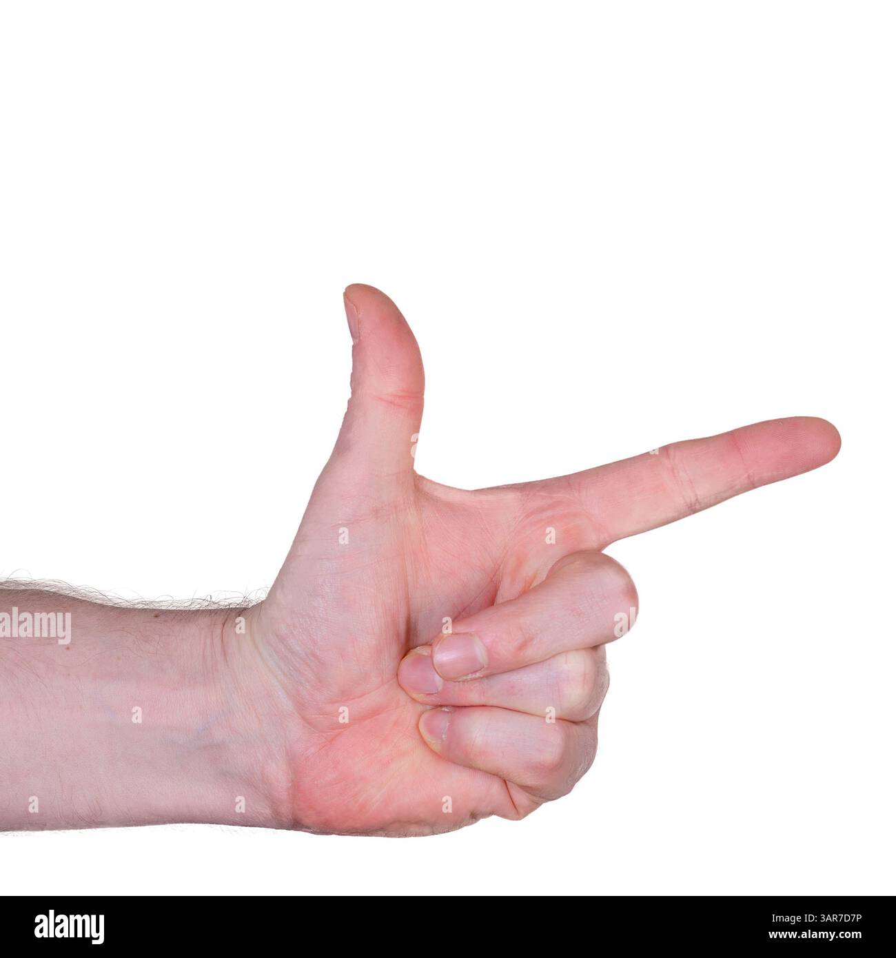 Hand Making Finger Gun Pointing Right Stock Photo - Alamy