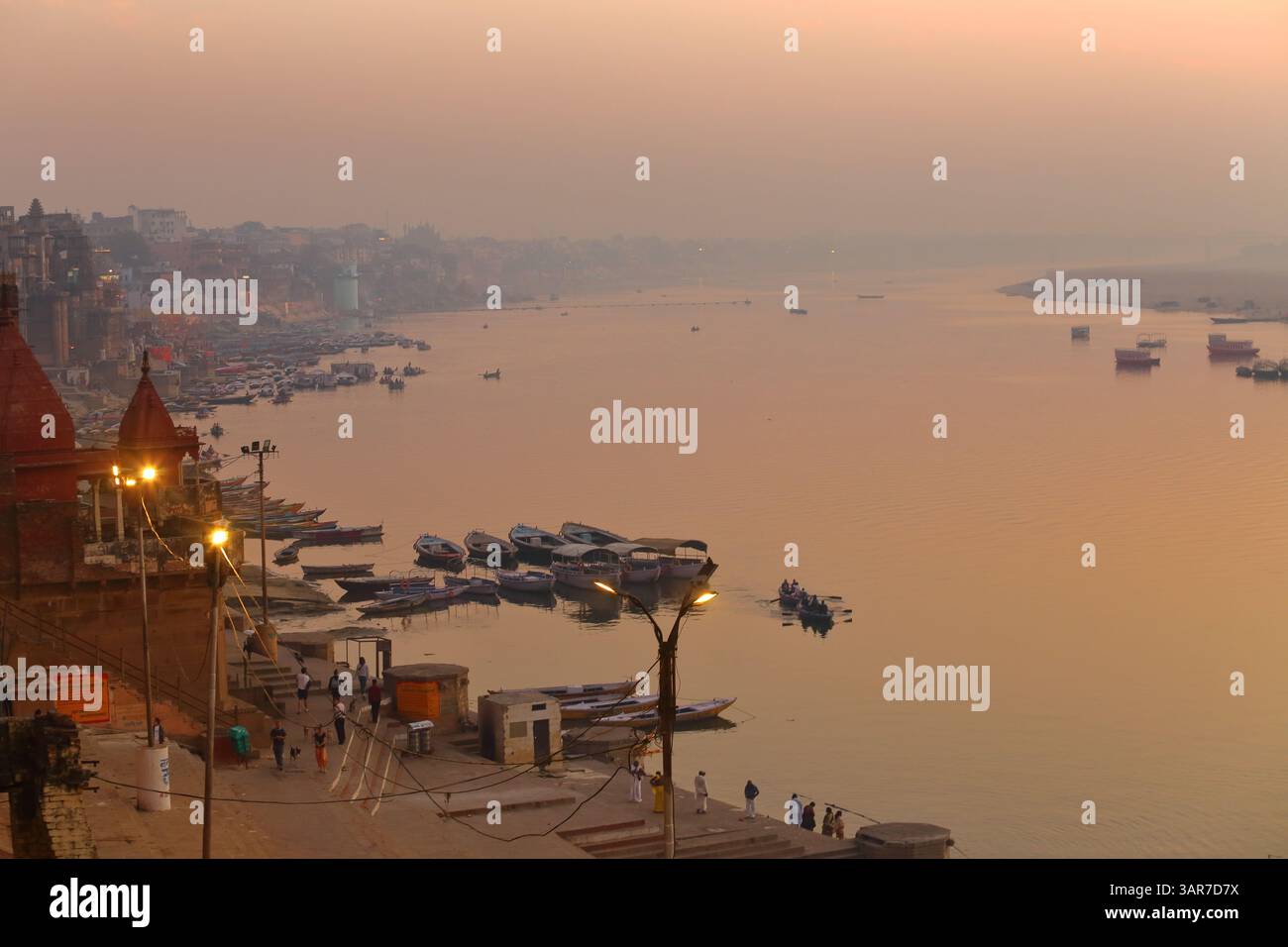 Beautiful Morning landscape in The Ganges River in Varanasi, Banaras ...