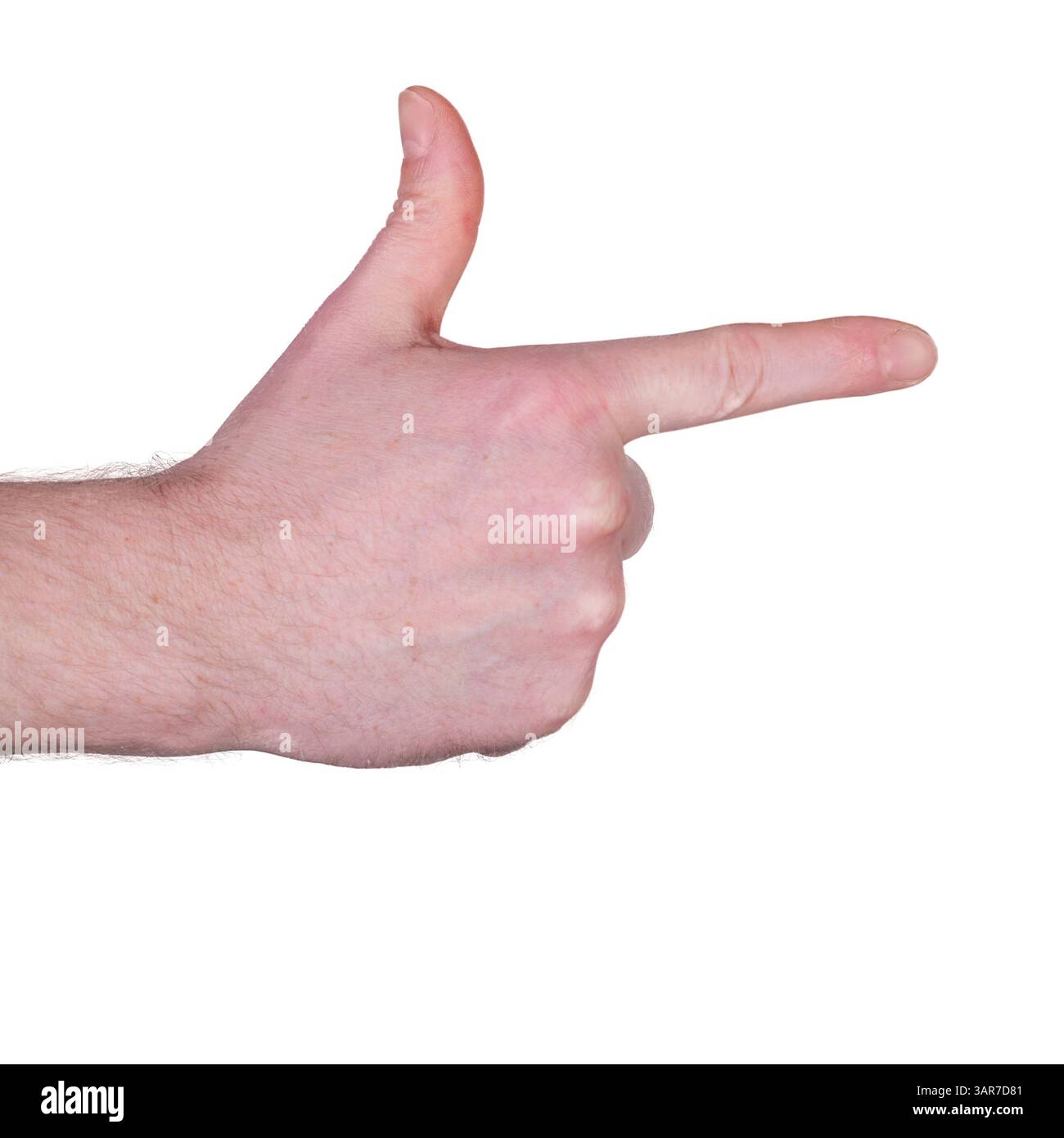 Hand Making Finger Gun Pointing Right Stock Photo - Alamy
