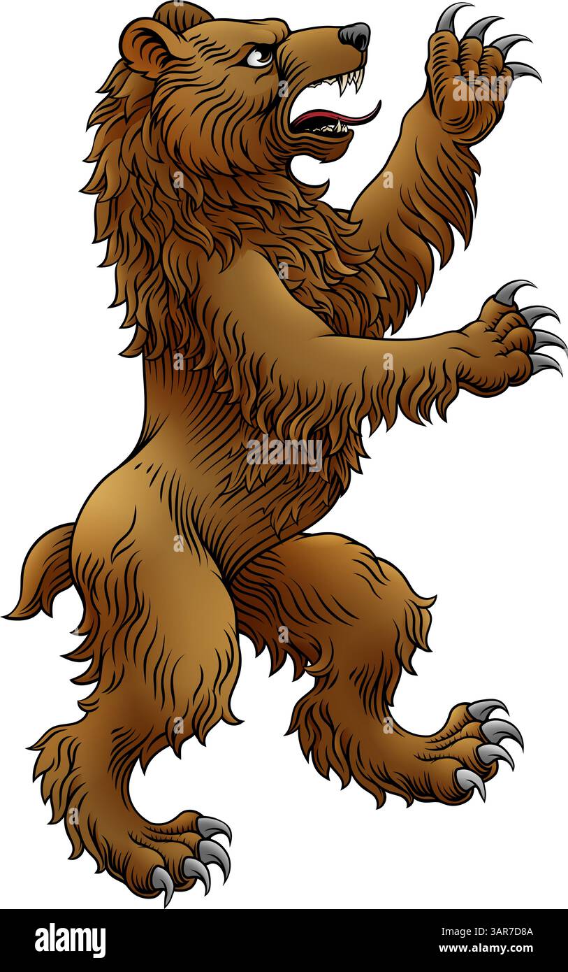 Heraldic Coat of Arms Crest Rearing Heraldry Bear Stock Vector Image ...