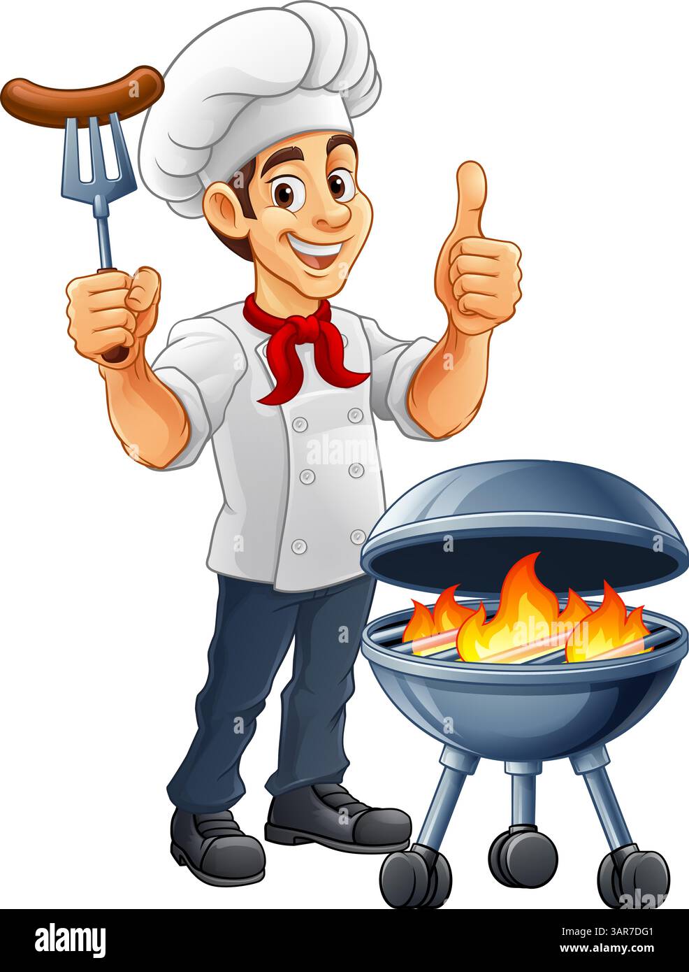 Chef Cartoon Barbecue Cook Man Mascot Character Stock Vector Image ...