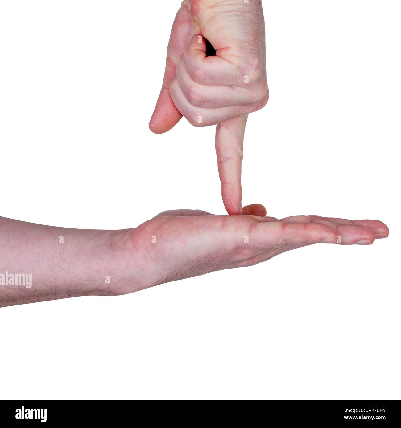 Finger Touching Palm of Other Hand Stock Photo - Alamy