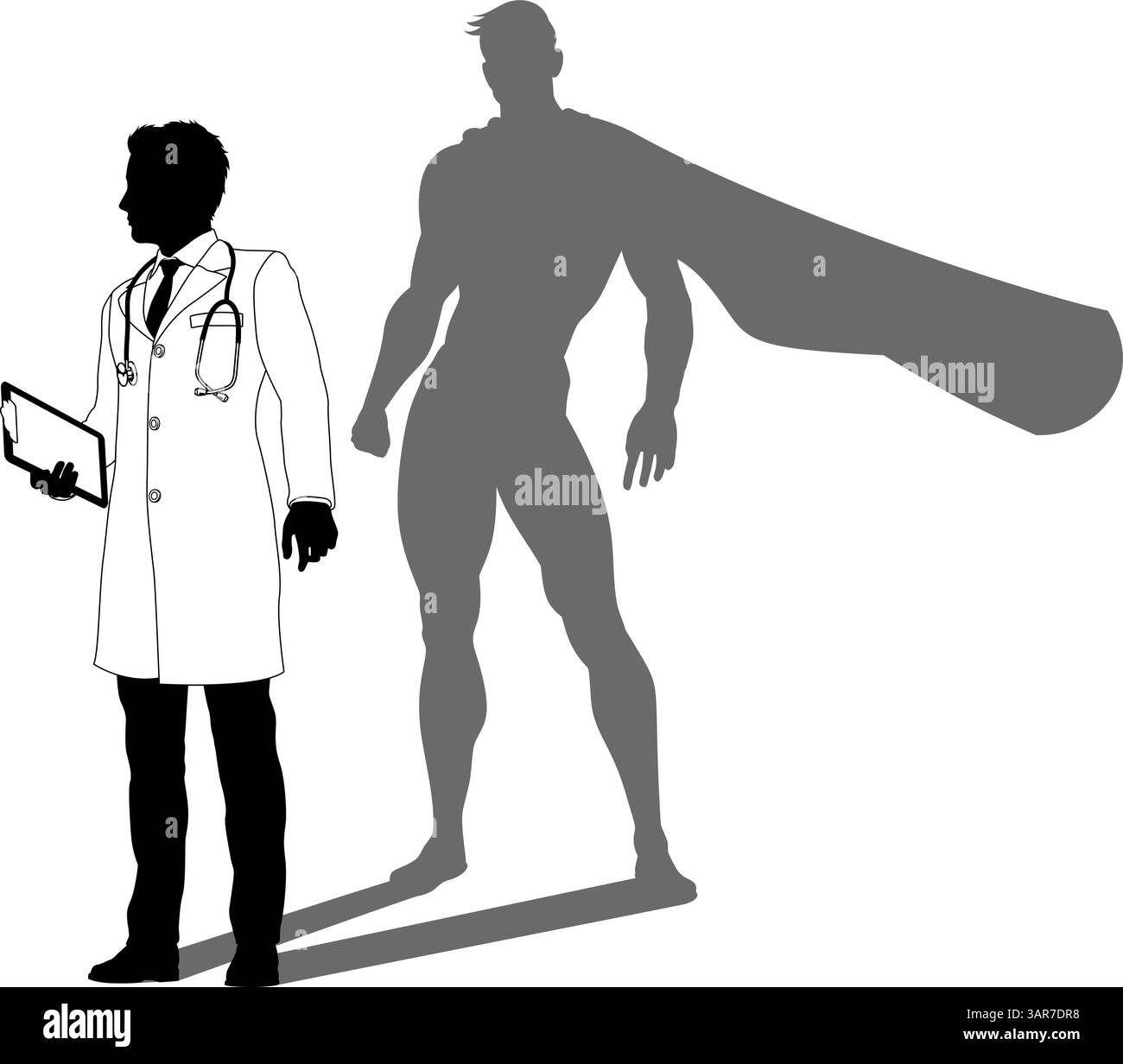 Superhero Doctor With Super Hero Shadow Silhouette Stock Vector Image ...