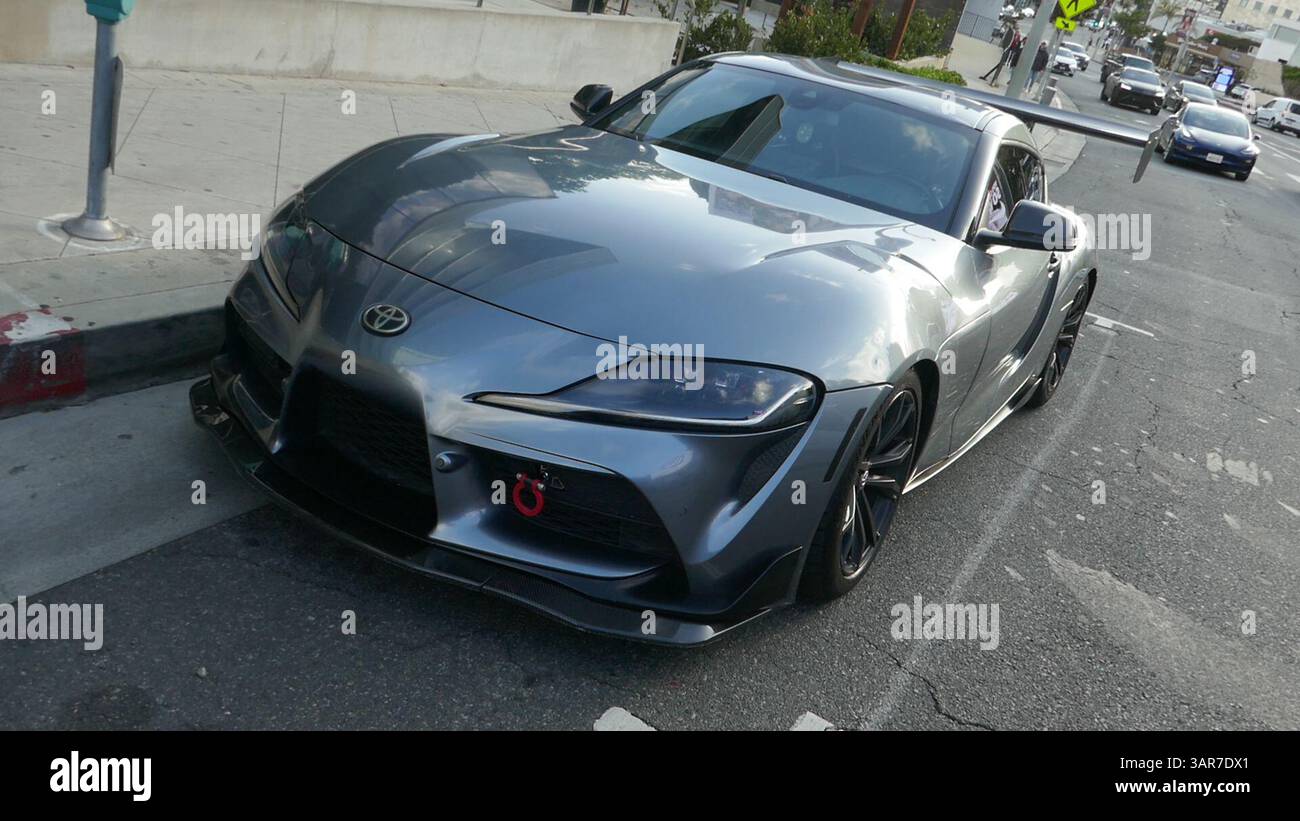 Los Angeles, California, USA 16th April 2025 Supra Tesla Car on Sunset ...