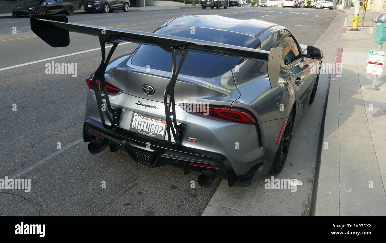 Los Angeles, California, USA 16th April 2025 Supra Tesla Car on Sunset ...