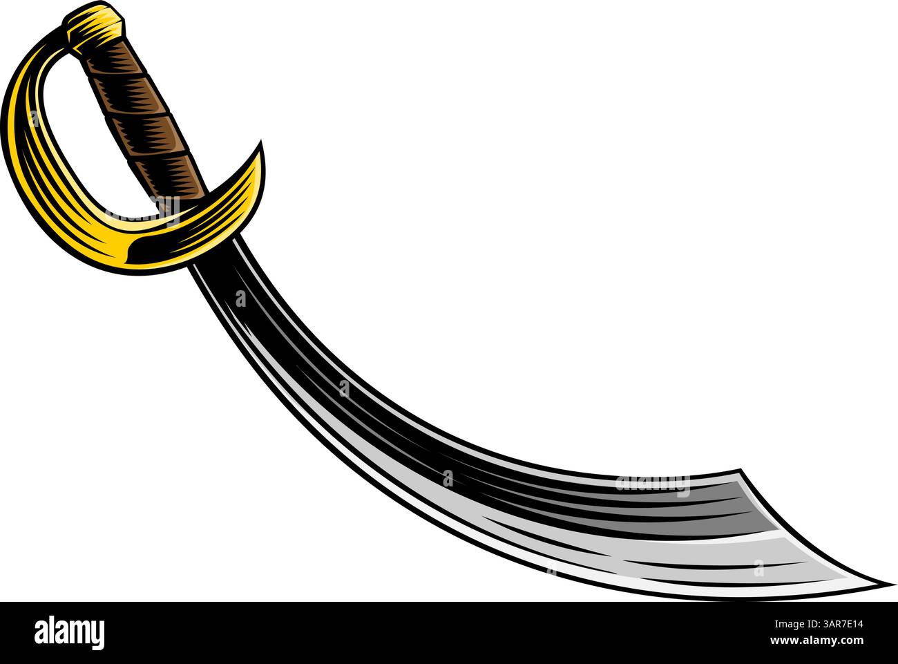 Pirate Scimitar Curved Cutlass Saber Sword Design Stock Vector Image ...
