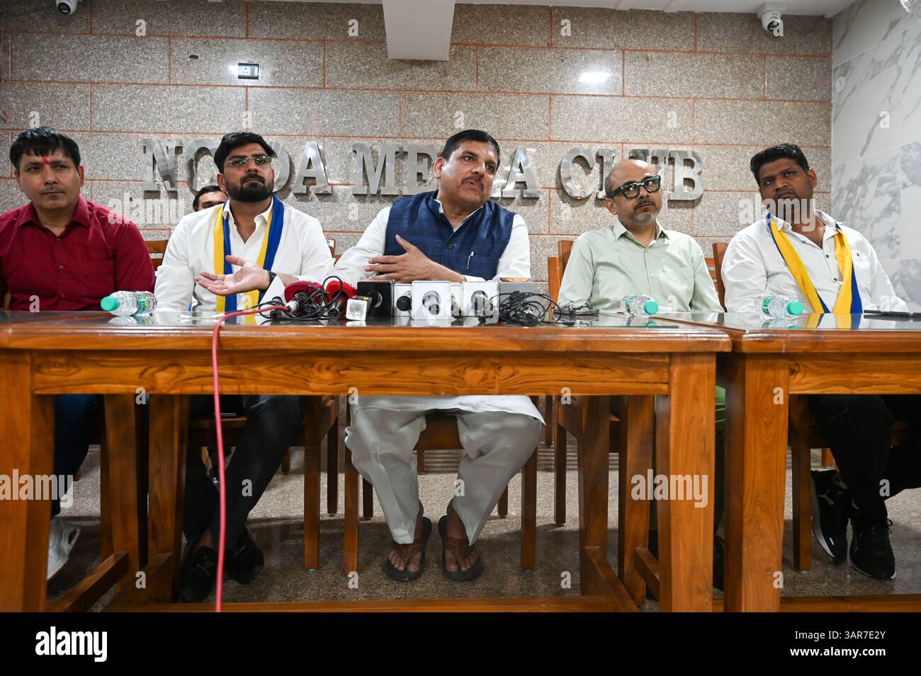 Noida, India. 16th Apr, 2025. NOIDA, INDIA - APRIL 16: AAP Rajya Sabha ...