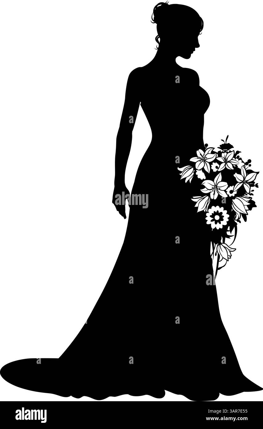 Bride Bridal Wedding Dress Silhouette Woman Design Stock Vector Image ...