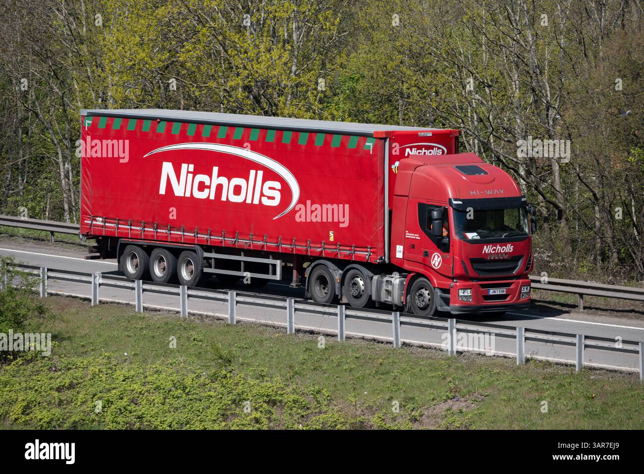 Nicholls lorry joining the M40 motorway at Junction 15, Warwickshire ...