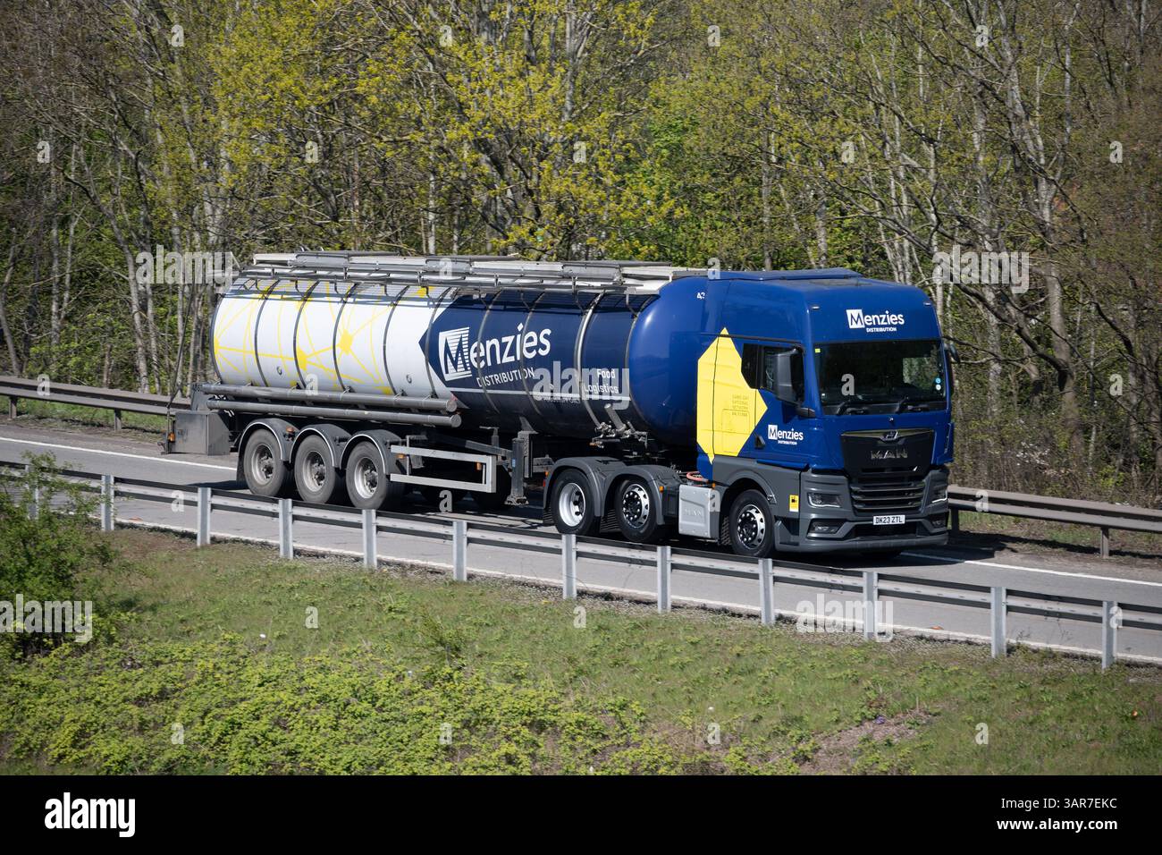 Menzies tanker lorry joining the M40 motorway at Junction 15 ...