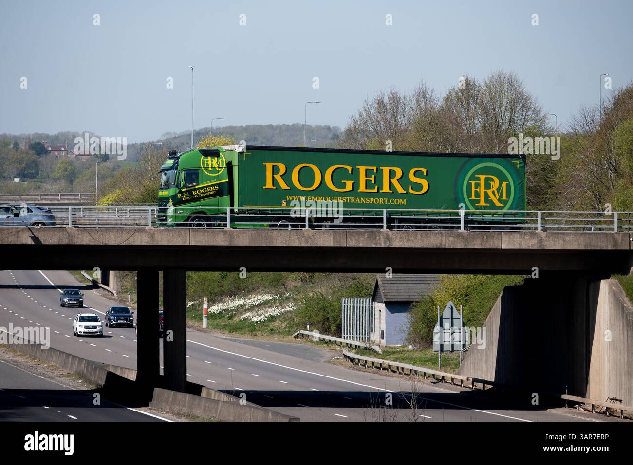 E.M.Rogers lorry crossing the M40 motorway at Longbridge Island ...