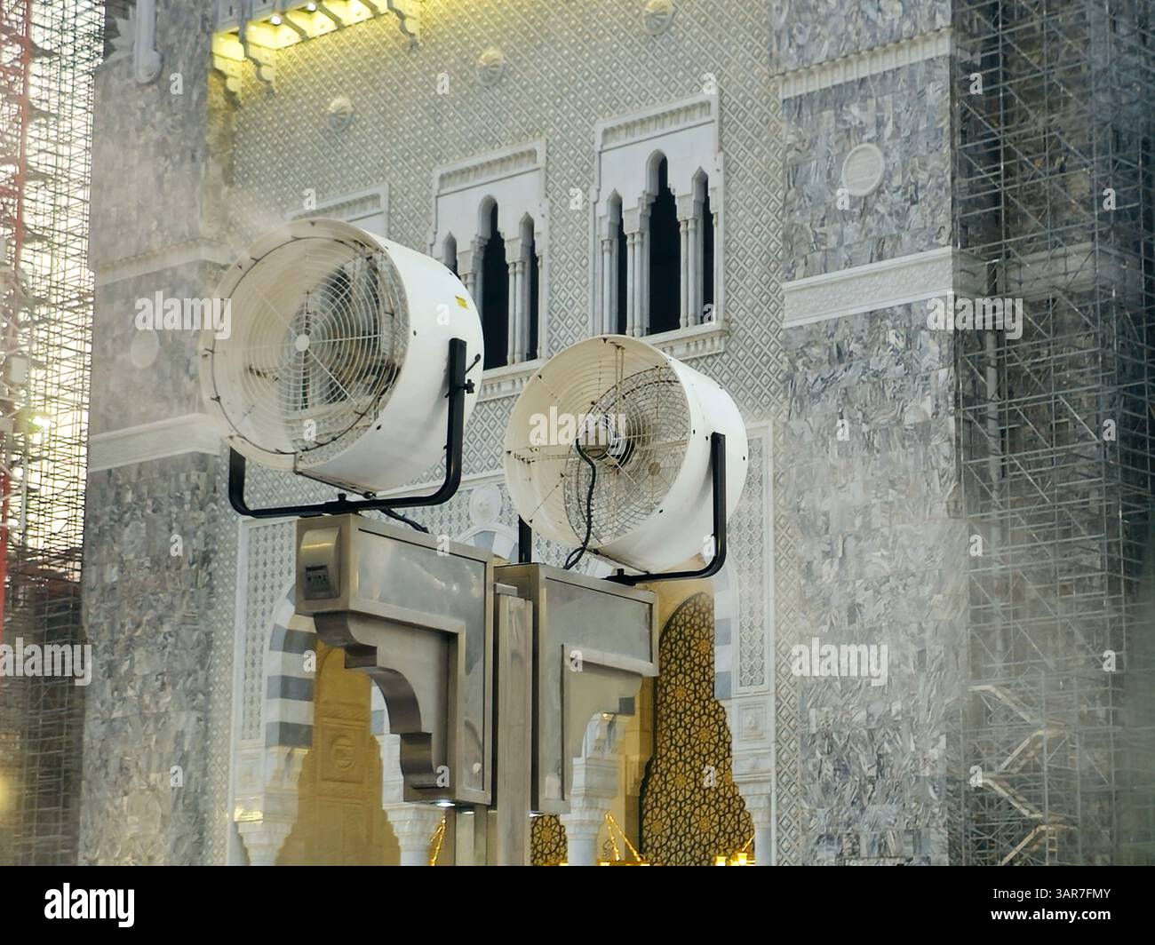 Mecca, Saudi Arabia, June 8 2024: Mist fans and water mist columns in ...