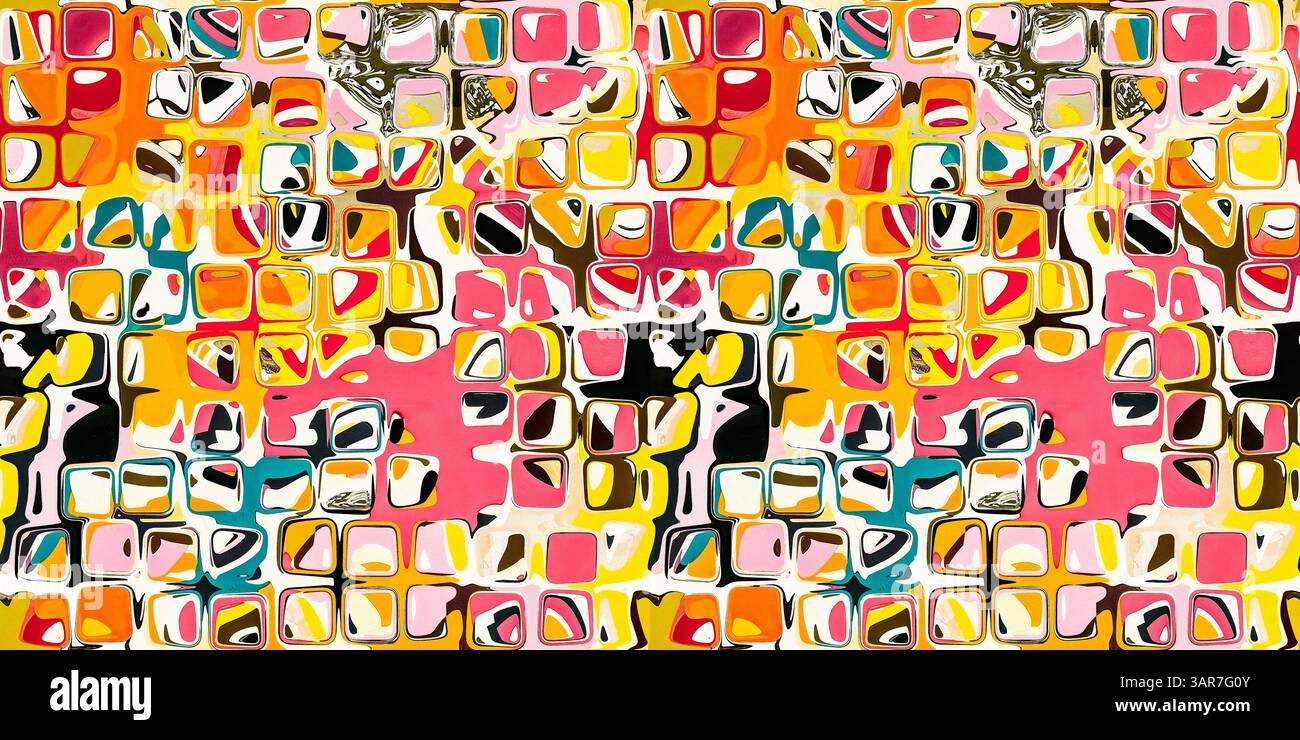 Abstract blotched random mosaic shape square seamless border pattern ...