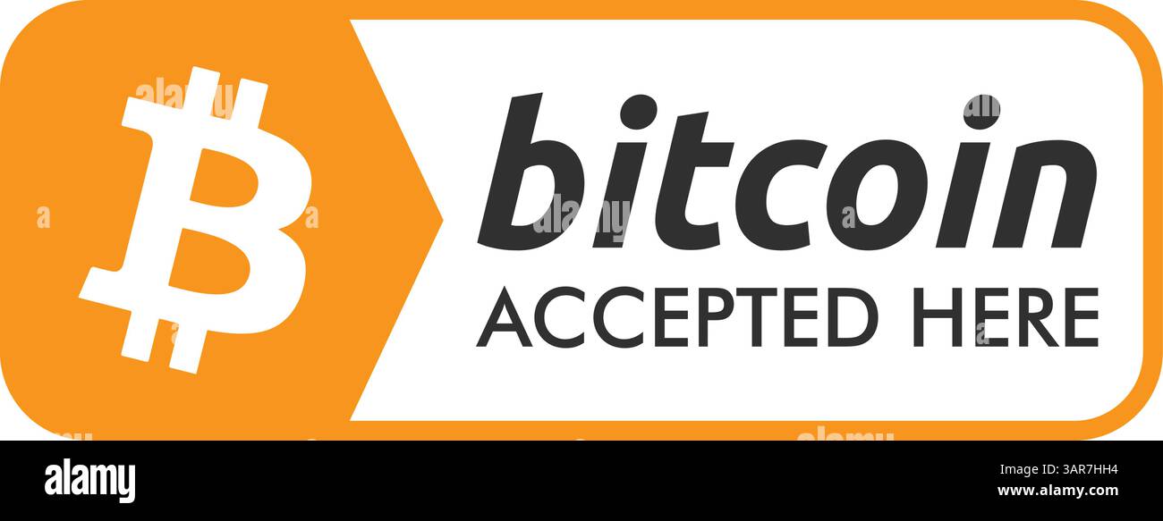 Bitcoin accepted here sign isolated on white background. Vector ...