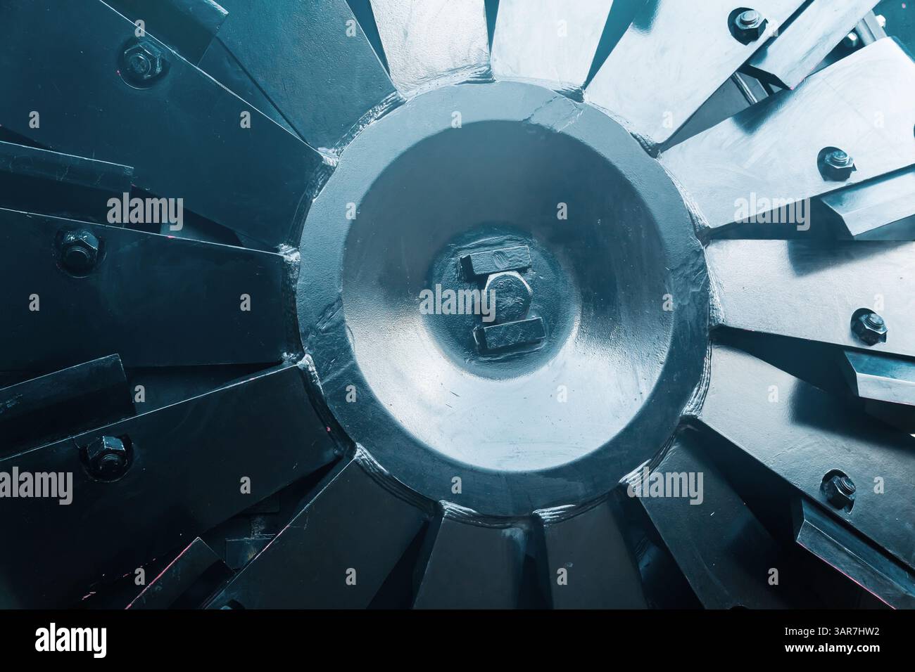 Wheel with buckets of a large, dredging vessel, close-up Stock Photo ...