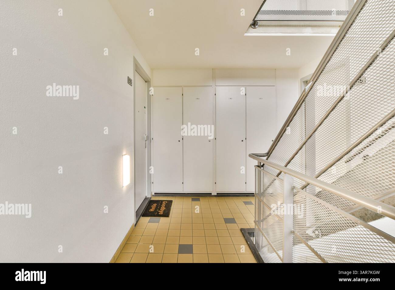 A sleek indoor corridor featuring contemporary design elements ...