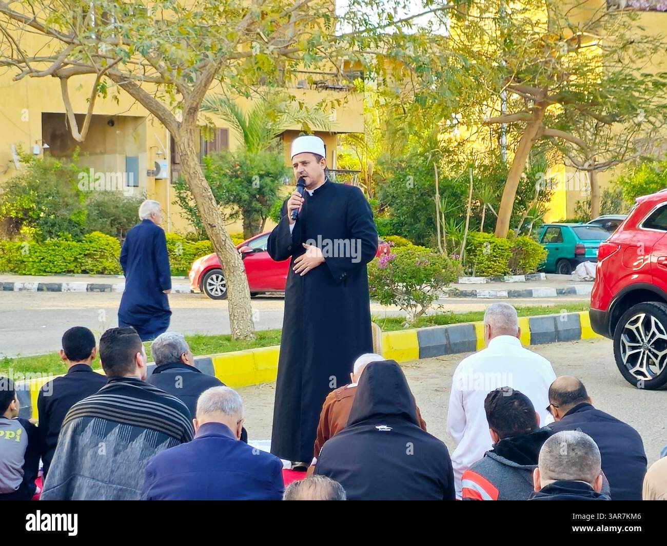 Cairo, Egypt, March 31 2025: The mosque preacher Imam performs Eid Al ...