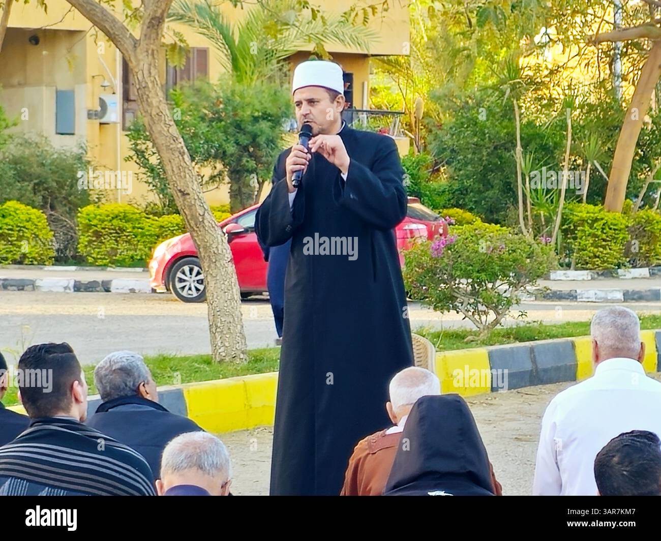 Cairo, Egypt, March 31 2025: The mosque preacher Imam performs Eid Al ...