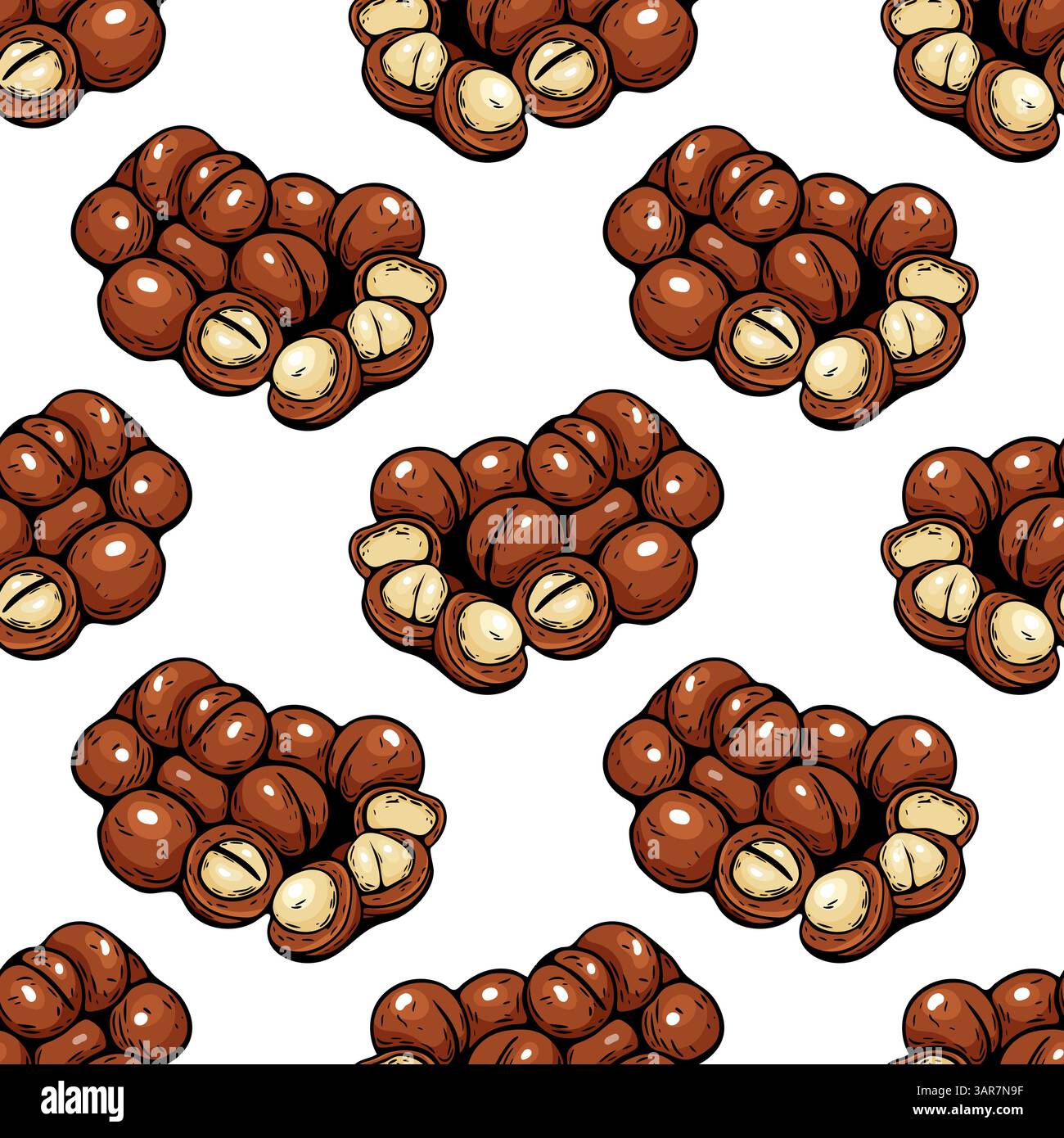 Vector pattern of macadamia nut clusters in realistic hand drawn look ...