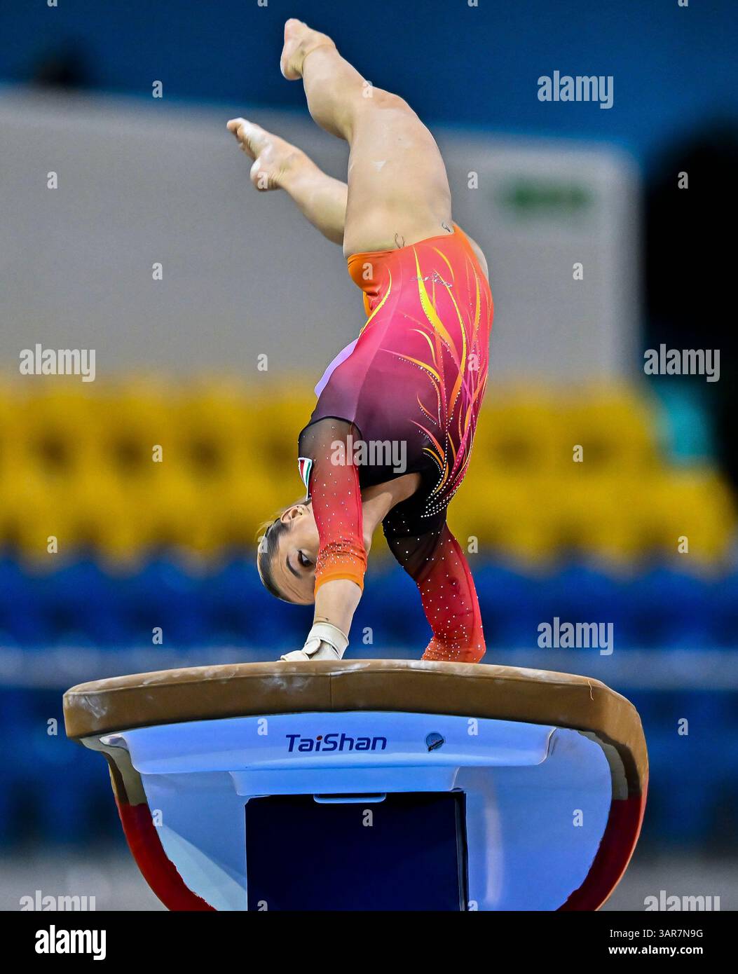 Doha, Qatar. 16th Apr, 2025. Greta Mayer of Hungary competes during the ...