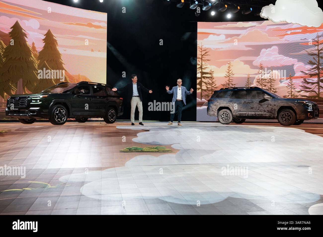 New York, USA. 16th Apr, 2025. Atsushi Osaki, President and CEO Subaru ...