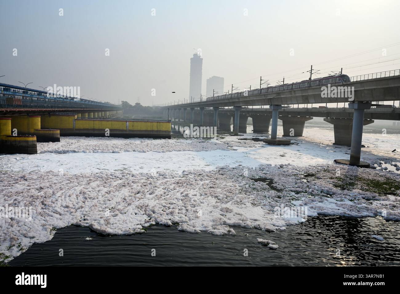 new-delhi-india-april-16-a-view-froth-floating-in-yamuna-river-due