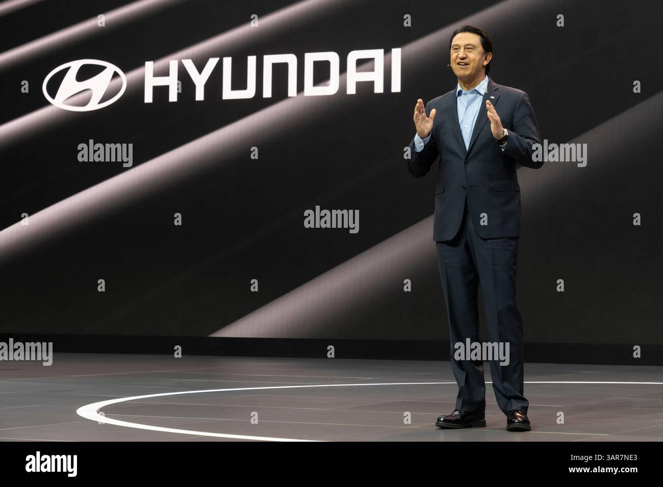 Jose Munoz, President and CEO Hyundai Motor Company speaks as new 2026 ...