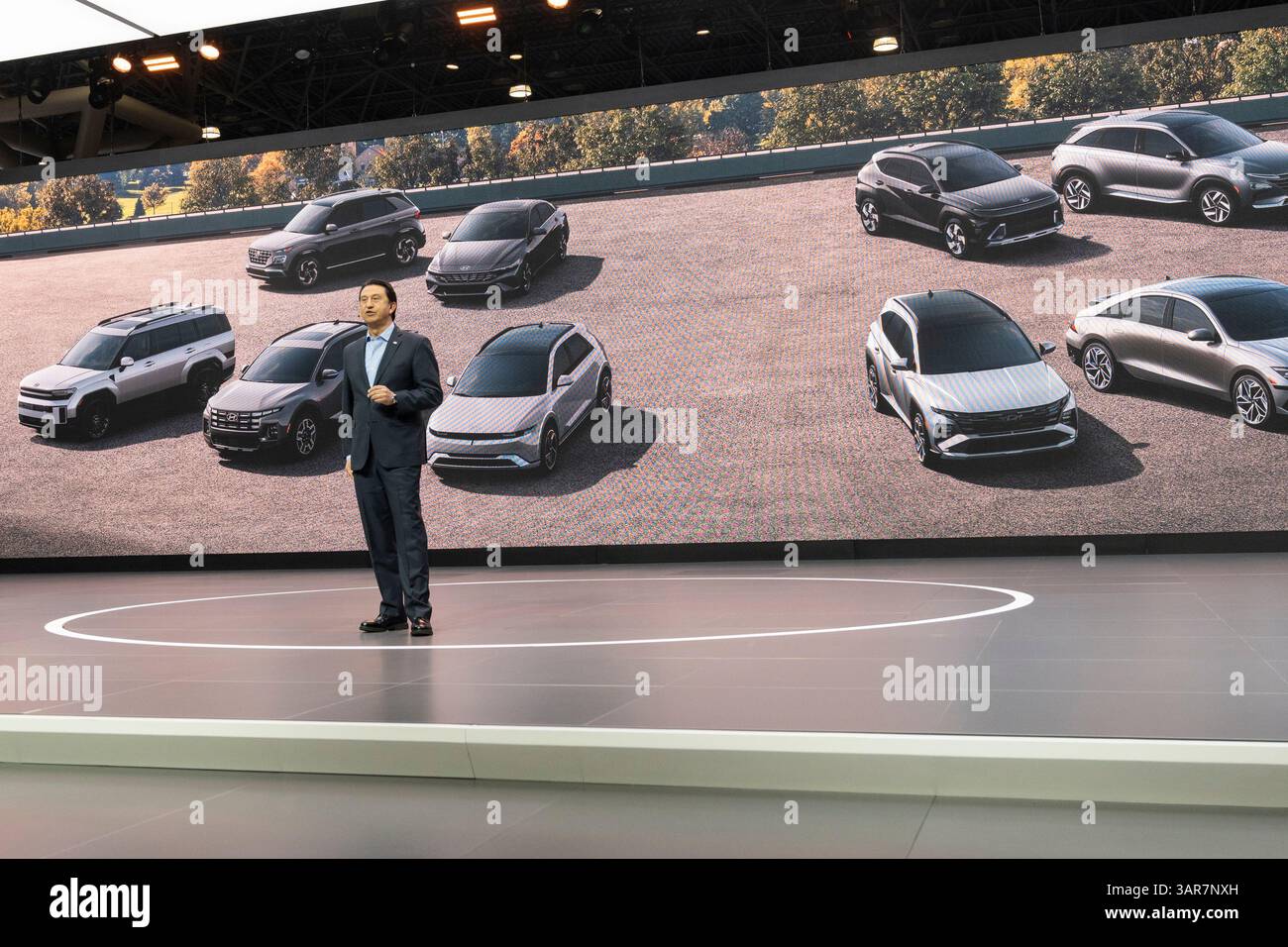 Jose Munoz, President and CEO Hyundai Motor Company speaks as new 2026 ...