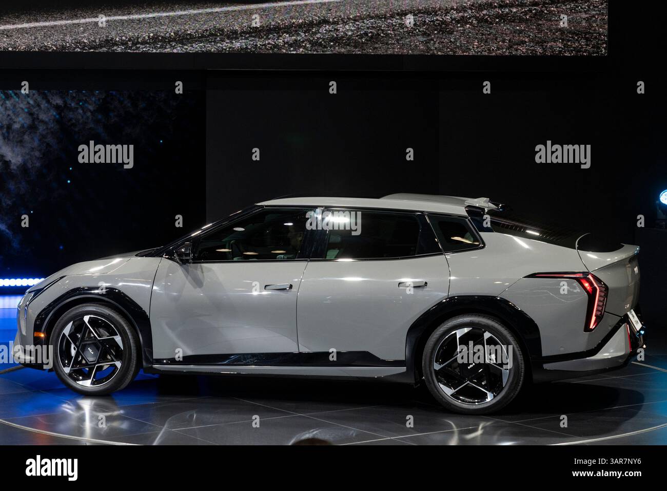 KIA EV4 new 2026 unveiled during press day of New York International ...