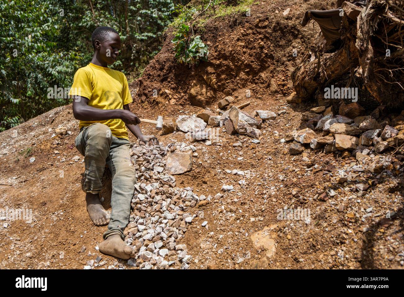 Stone breakers in West Uganda, Africa Stock Photo - Alamy