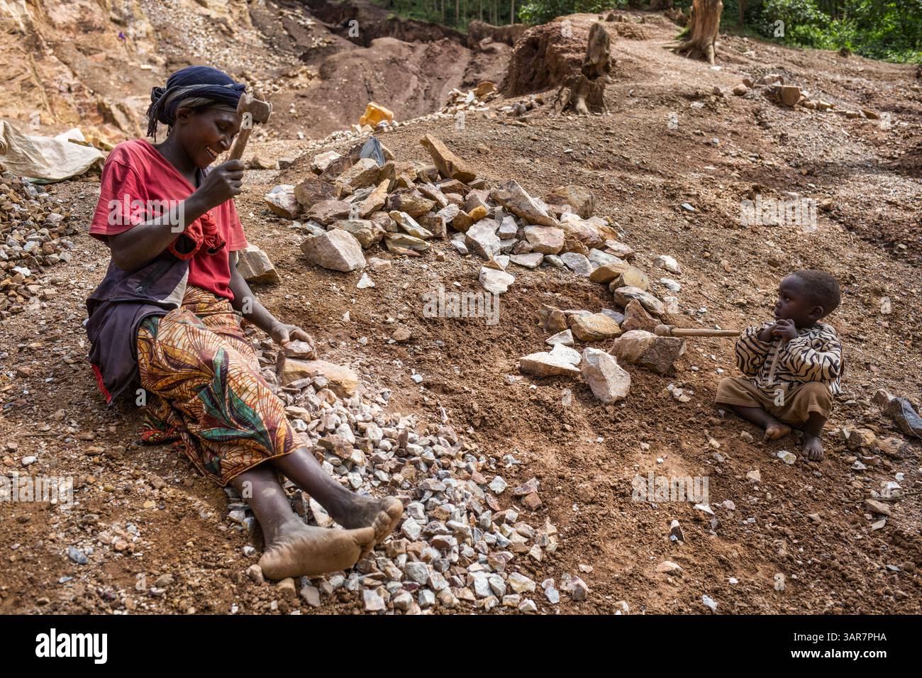 Stone breakers in West Uganda, Africa Stock Photo - Alamy