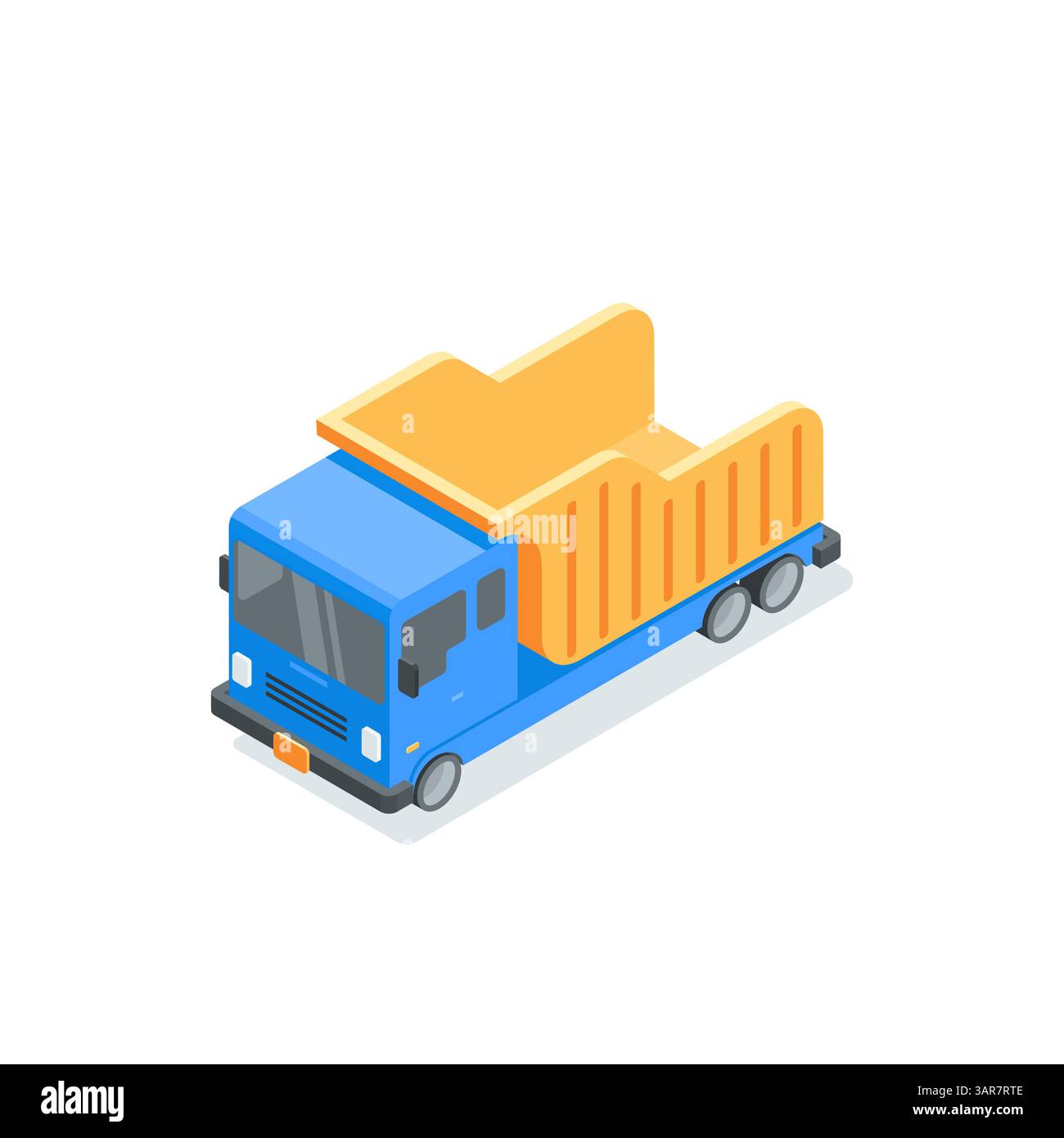 isometric vector dump truck, in color on white background, working ...