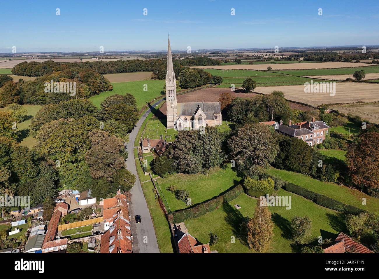 aerial view of St Mary's Anglican church in South Dalton, East ...