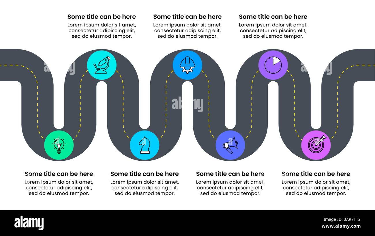 Infographic template with icons and 7 options or steps. Road. Can be ...