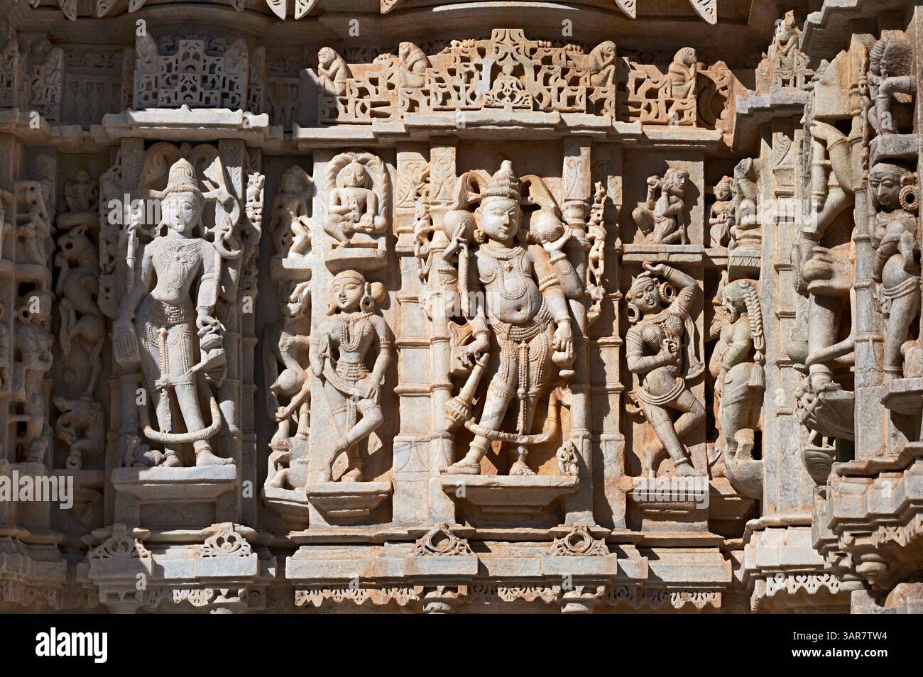 Marble carvings, 108 Shri Ranakpura Parshwanath Shwetambar Jain Derasar ...