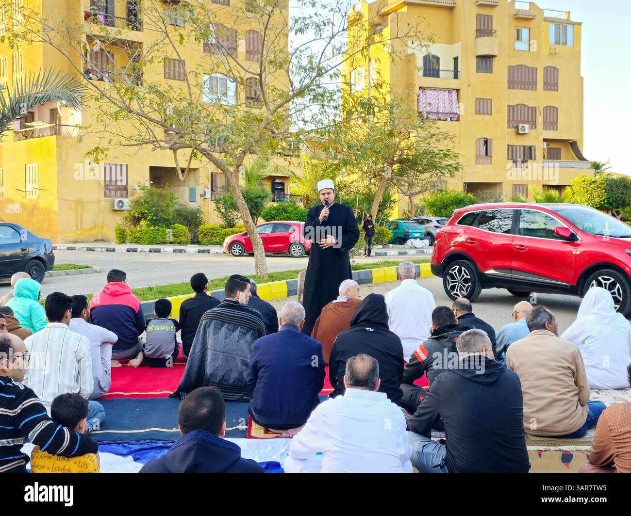 Cairo, Egypt, March 31 2025: The mosque preacher Imam performs Eid Al ...