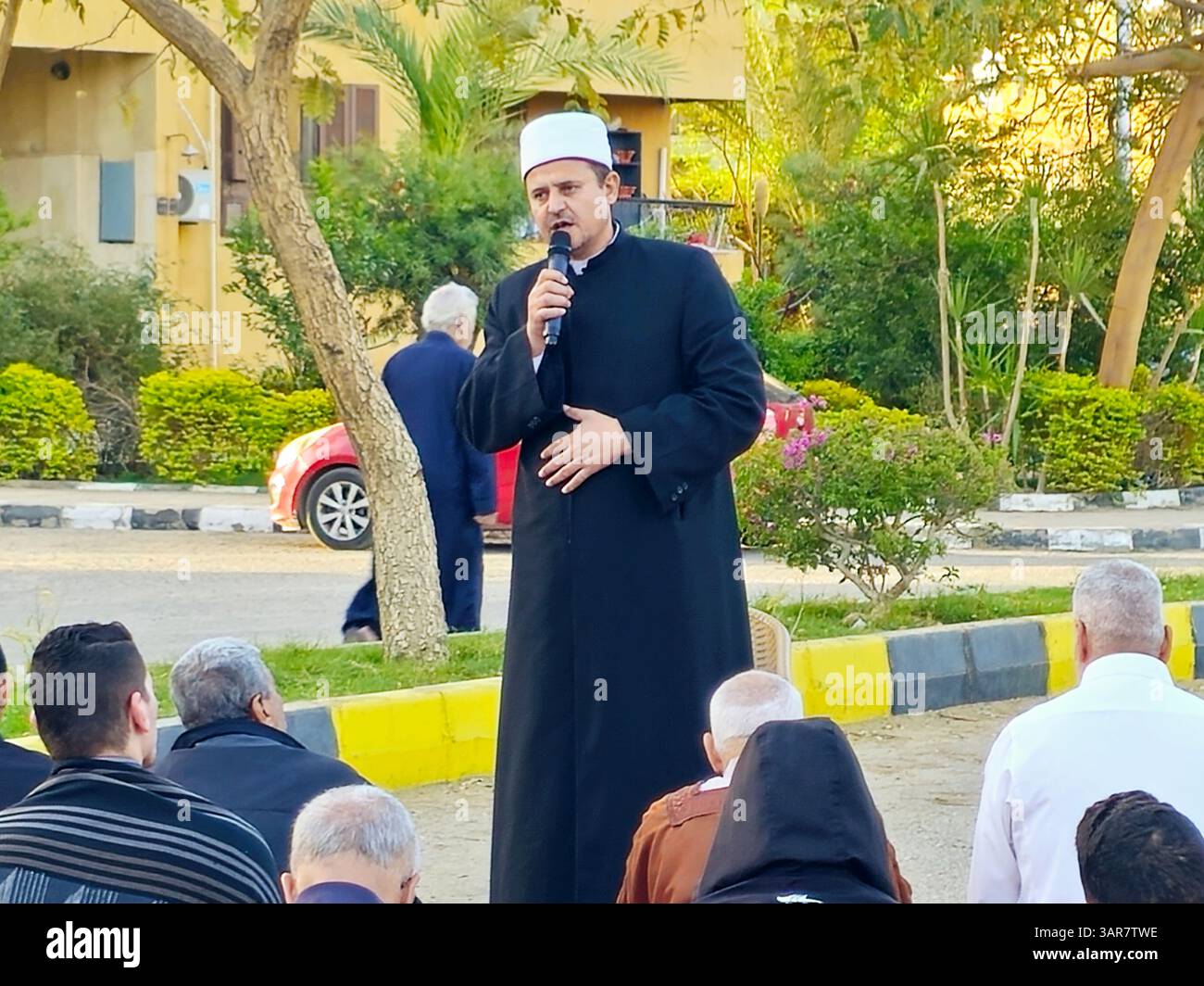 Cairo, Egypt, March 31 2025: The mosque preacher Imam performs Eid Al ...