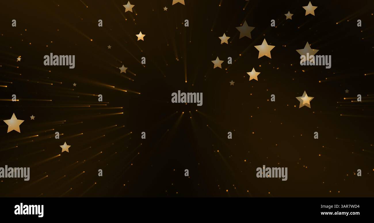 Image of multiple gold stars falling on black background Stock Photo ...