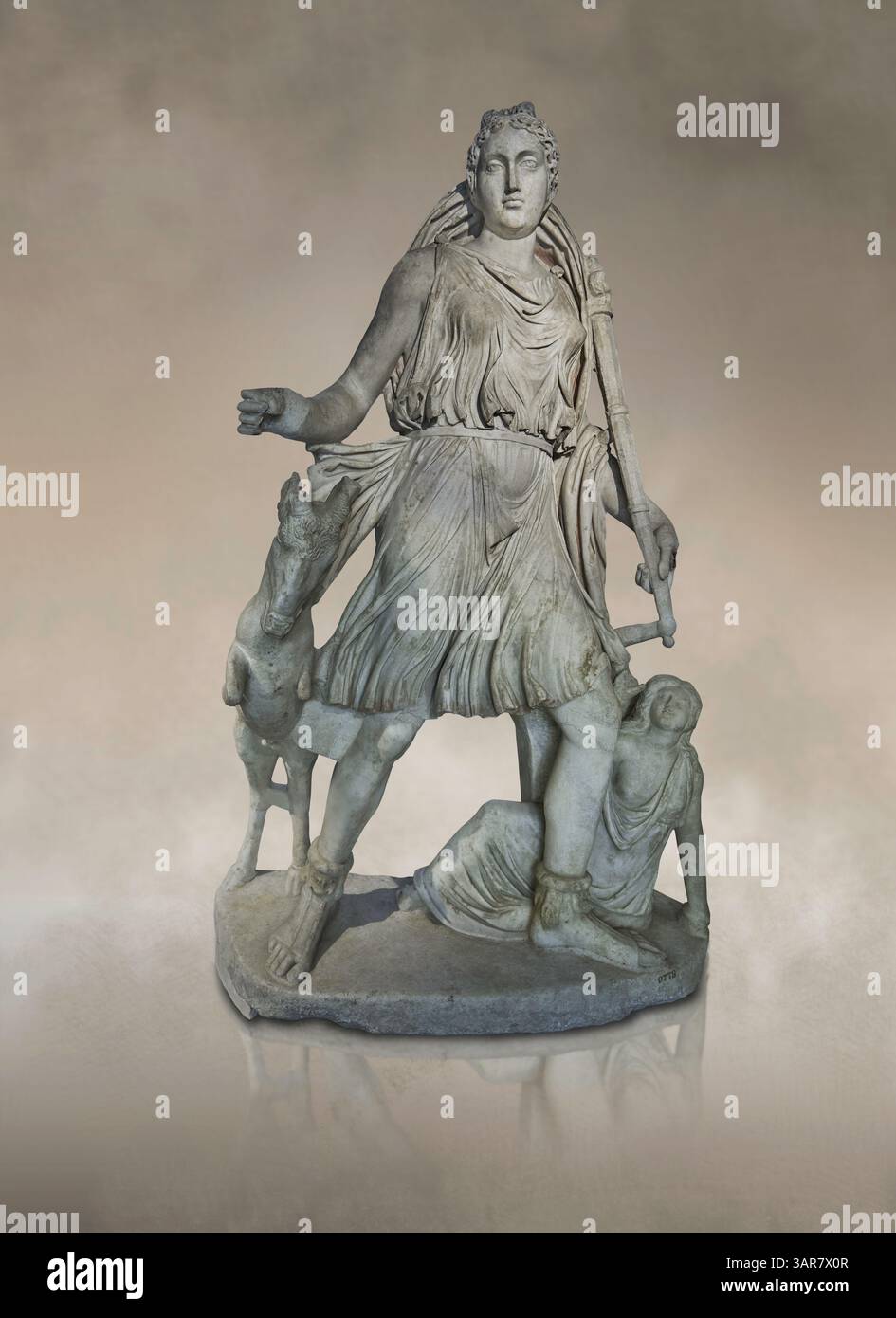 Roman statue depicting the Artemis and Iphigenia myth, parian marble ...