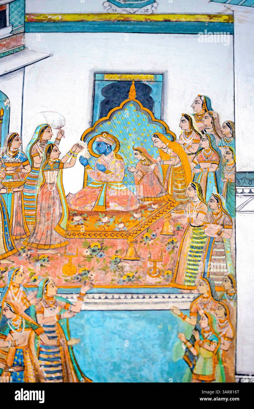 Colourful paintings on the wall, The Rao Madhav Singh Museum, City ...