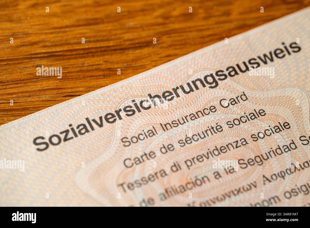 Bavaria, Germany - April 16, 2025: A German social security card on a ...