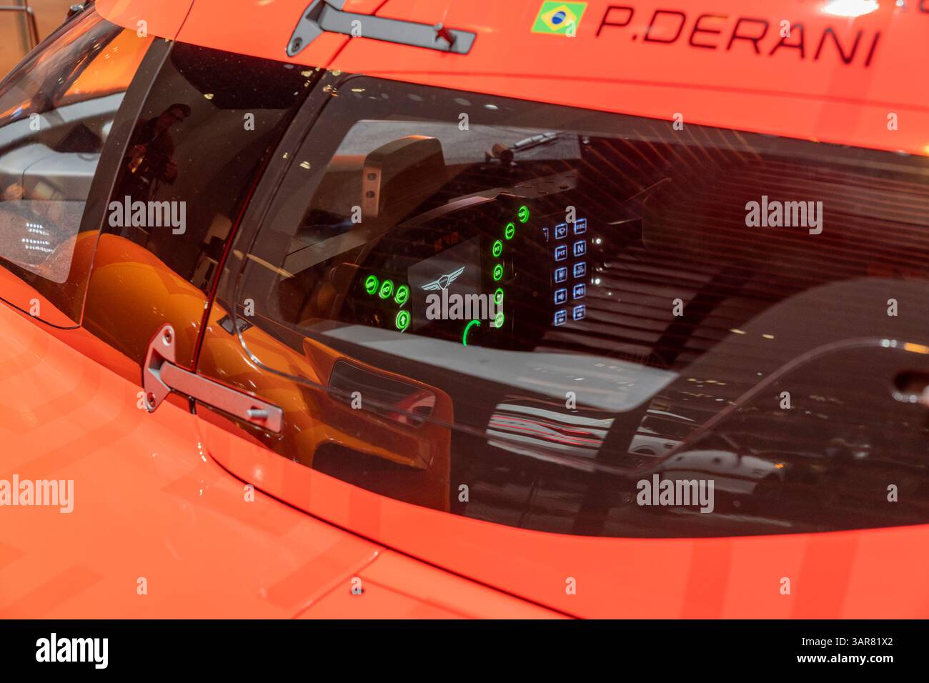 New York, NY, April 16, 2025: Genesis Magma Racing car on display ...