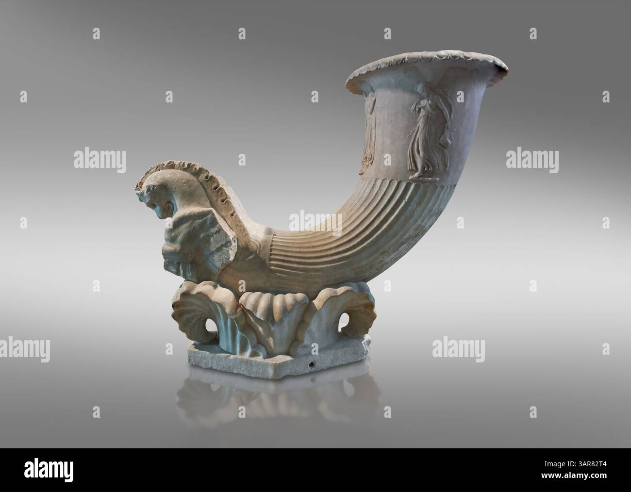 Roman sculpture of a Fountain in the shape of a drinking horn (rhytón ...