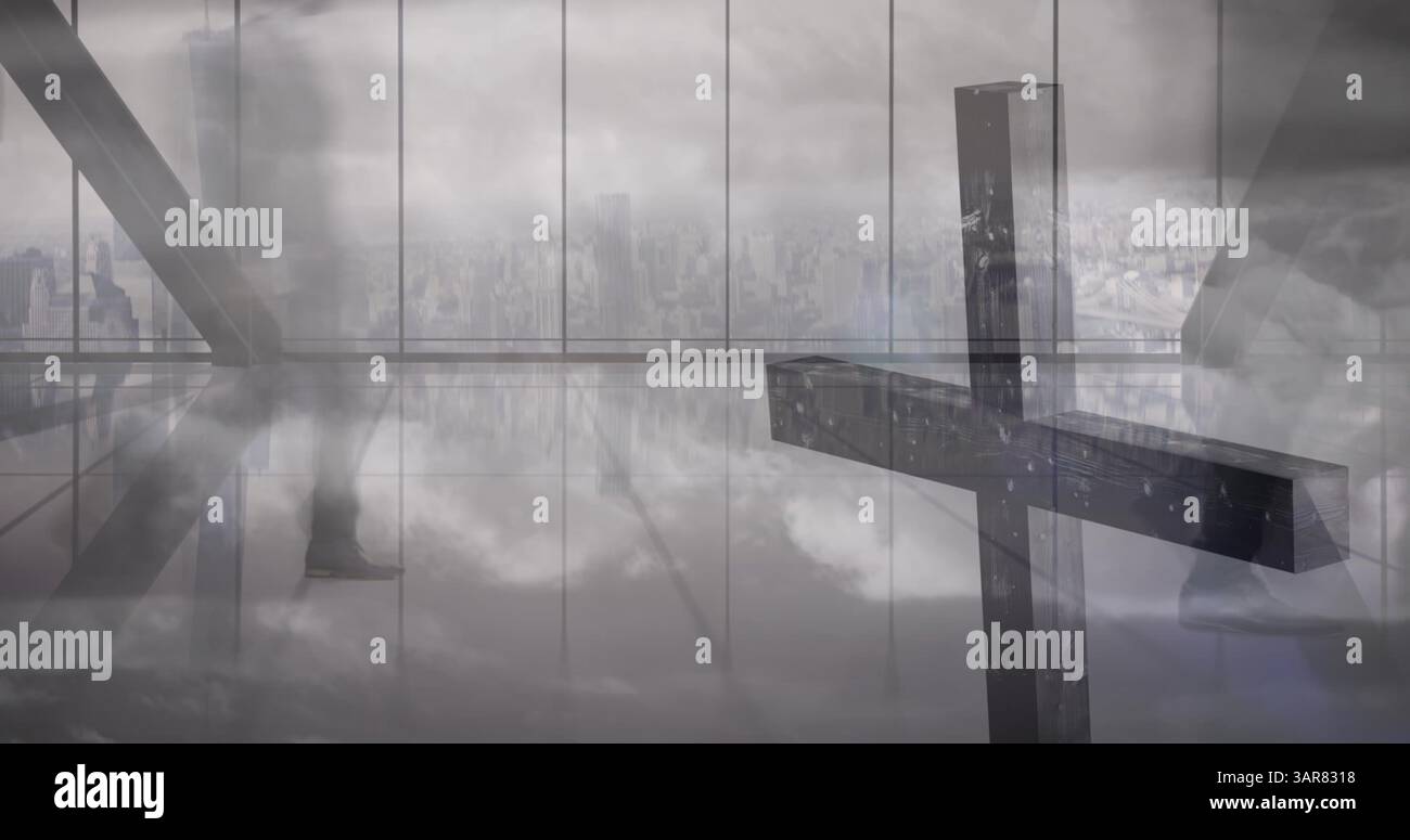 Image of cross over people walking on street Stock Photo - Alamy